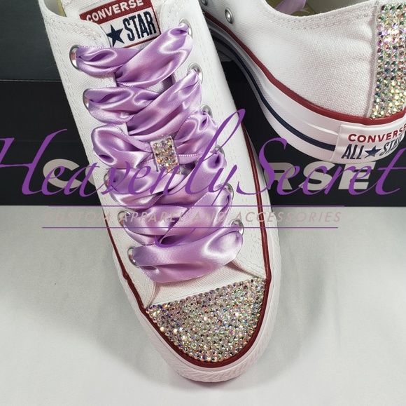 Converse | Shoes | Custom Blinged Low Top White Converse All Stars ...